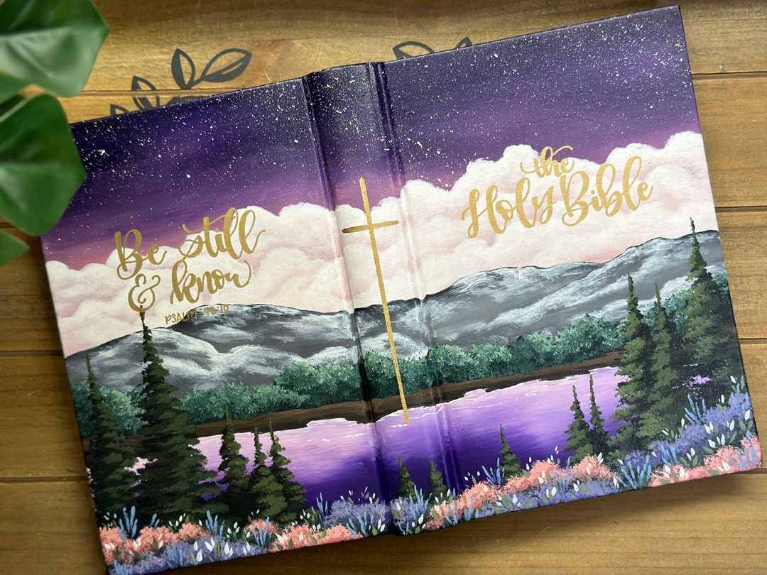 Hand Painted Holy Bible // Semi-custom // Iris Nightfall - Etsy
