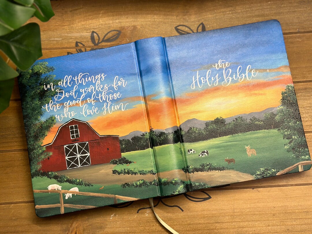 Hand Painted Holy Bible // Semi-custom // Rural America - Etsy