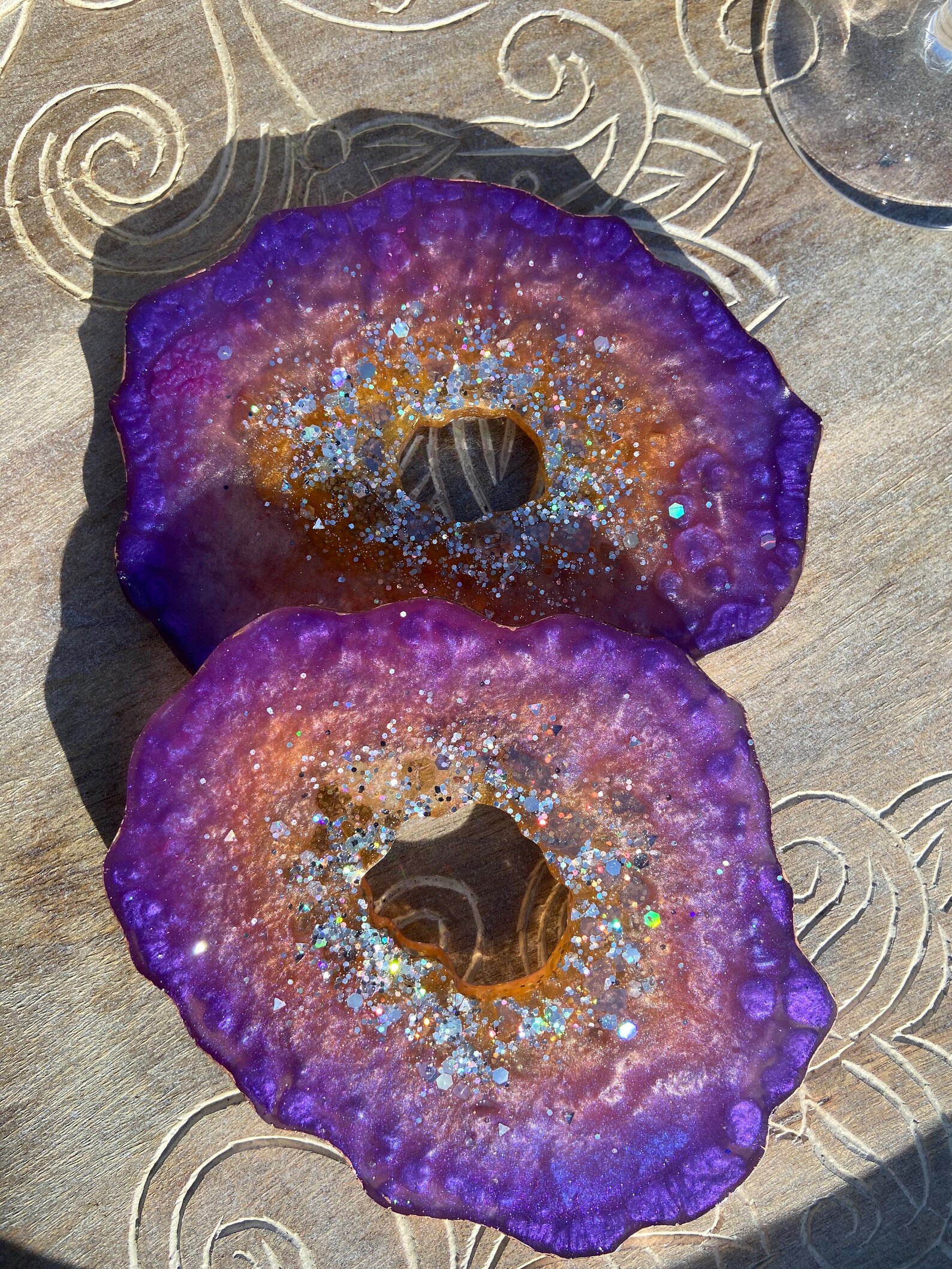 Purple and Orange Resin Geode Coasters | Etsy