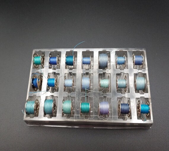 Craft Supplies & Tools Metal Vintage Sewing Machine Bobbins Blue Thread ...