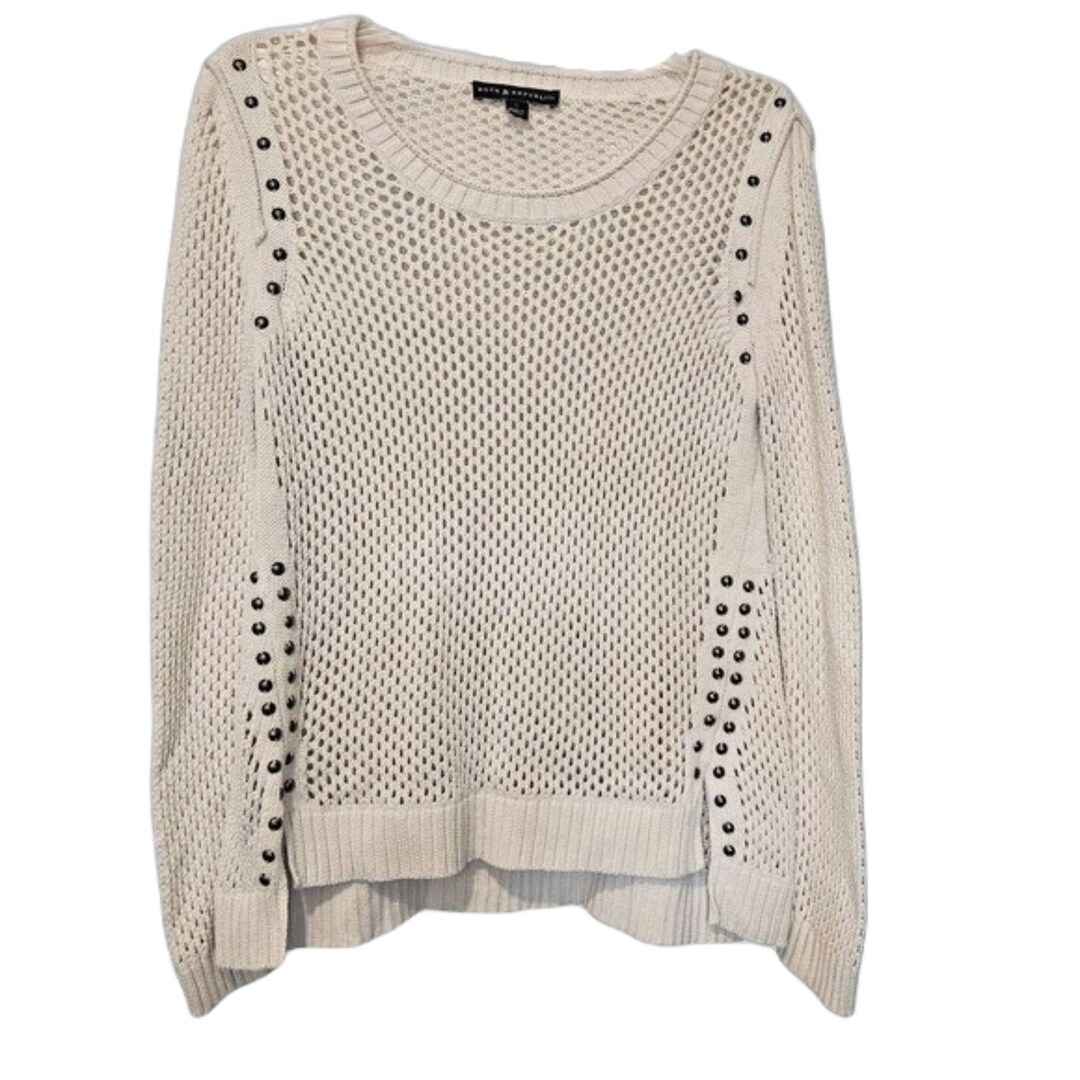Rock & Republic Women Size Small Open Weave Mesh Pull Over Knit Shirt W ...