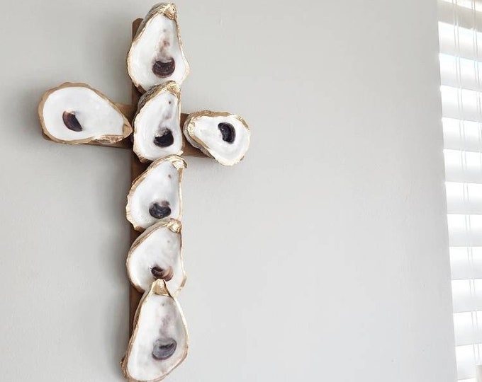 Oyster Shell Cross Coastal Cross Crucifix Beach Theme - Etsy