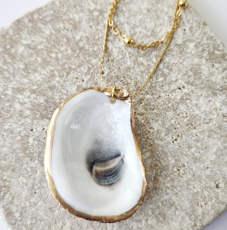 Dainty Gold Oyster Shell Necklace, Oyster Shell Jewelry, Beachy Gifts ...
