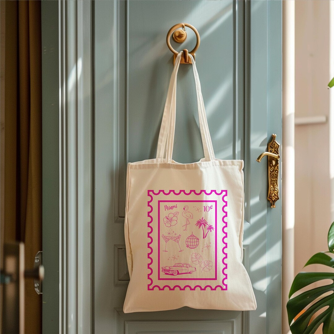 Miami Stamp Tote Bag, Florida Bachelorette Totes, Bridesmaids Gifts ...