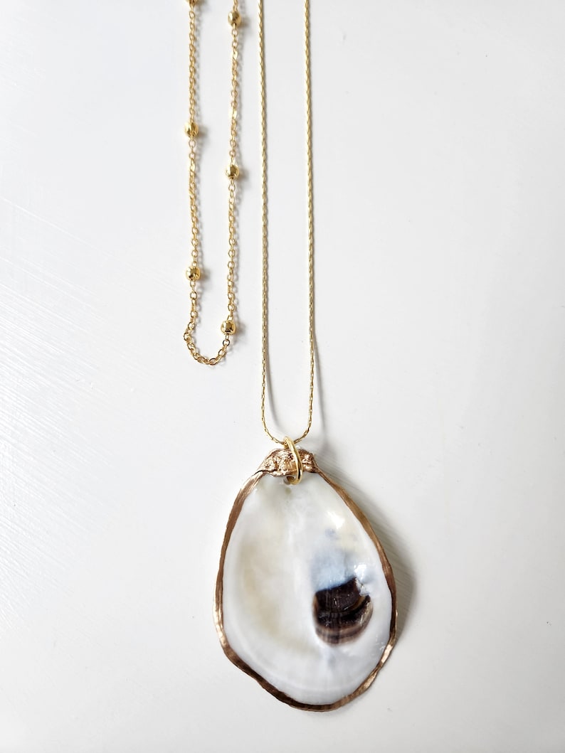 Dainty Gold Oyster Shell Necklace, Oyster Shell Jewelry, Beachy Gifts ...
