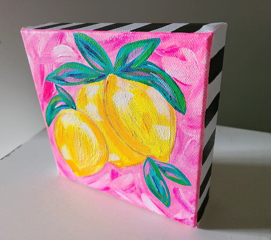 Original Lemon Painting Colorful Citrus Art Kitchen Wall - Etsy