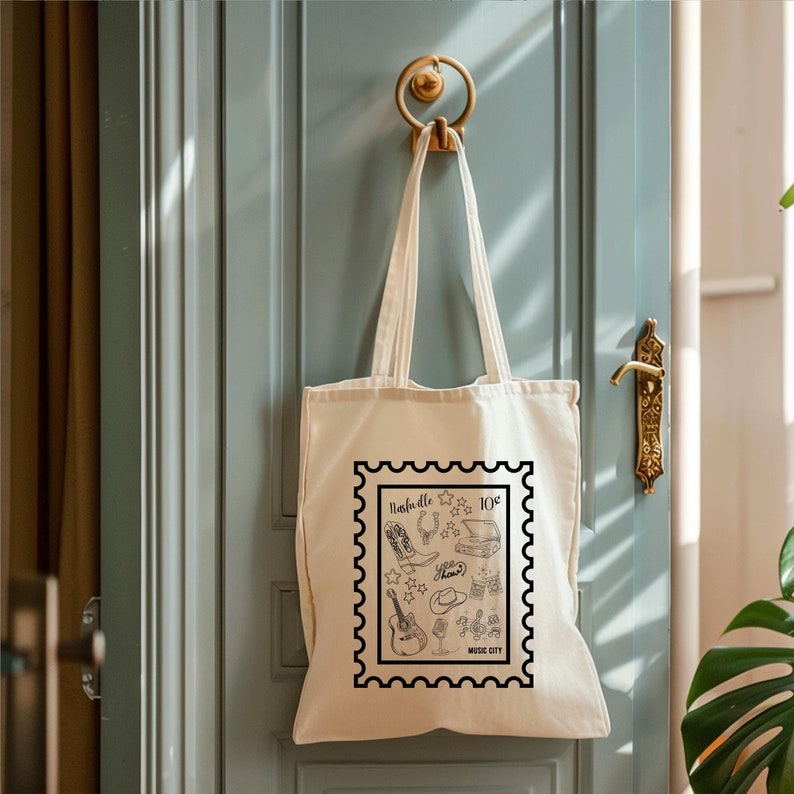 Nashville Stamp Tote, Nashville Bachelorette Favors, Bridesmaid Tote ...