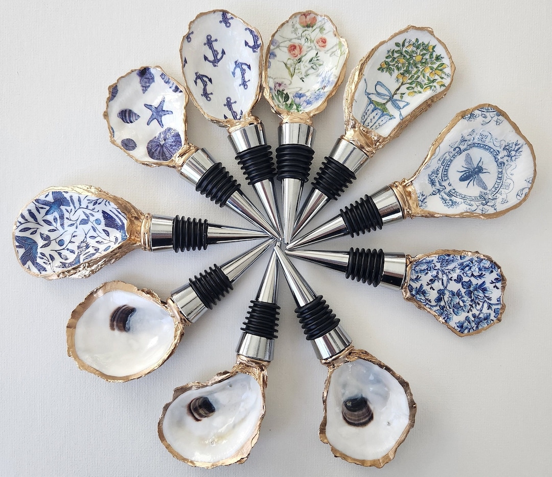 Oyster Shell Wine Bottle Stopper, Unique Hostess Gifts, Beach Themed ...