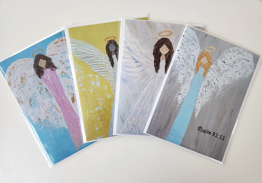 Angel Art Card, Artist Note Cards, Angel Greeting Card Set, Cute ...