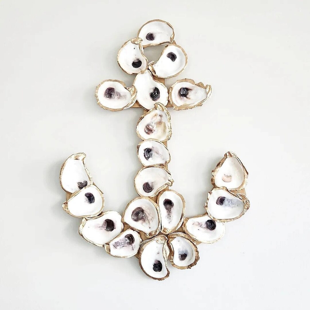 Oyster Shell Anchor Art Nautical Décor Beach House Decor - Etsy