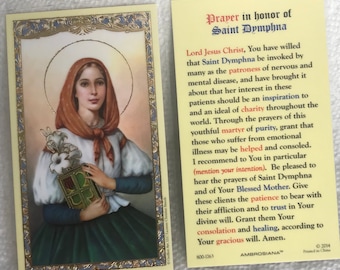 Saint Dymphna Prayer Card and Medal Patron Saint of Stress - Etsy