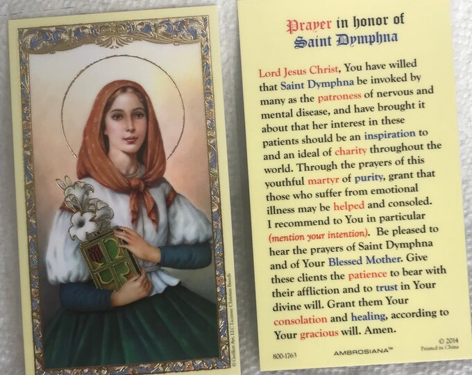 Saint Dymphna Prayer Card, Laminated - Etsy