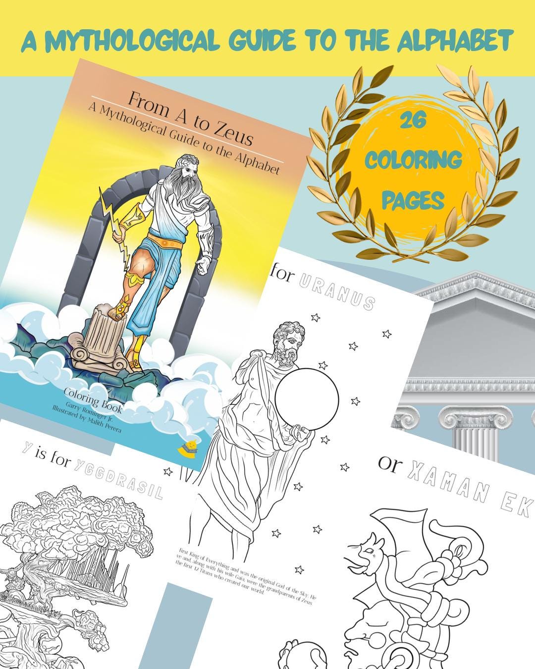 Mythology Coloring Book: From A to Zeus, Alphabet Guide (printable PDF ...
