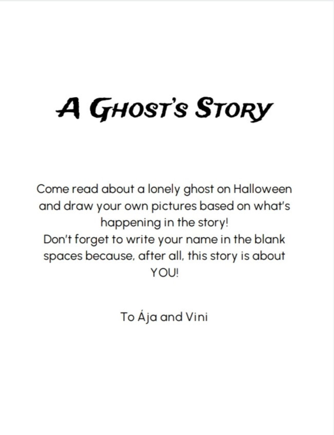 A Ghost's Story, Children's Books,halloween Story, Activity Book ...