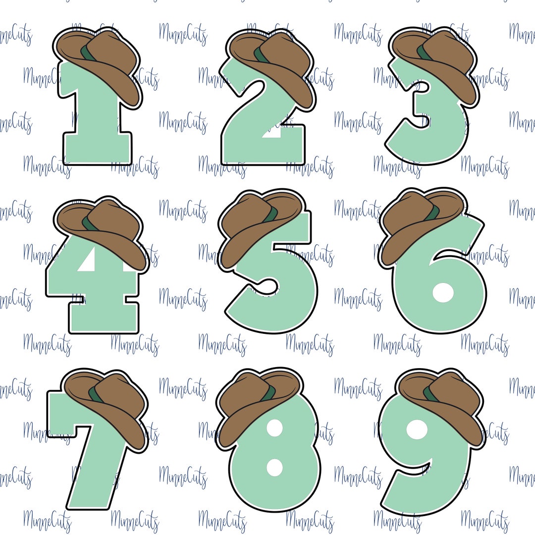 Numbers With Cowboy Hats Full Set - Etsy
