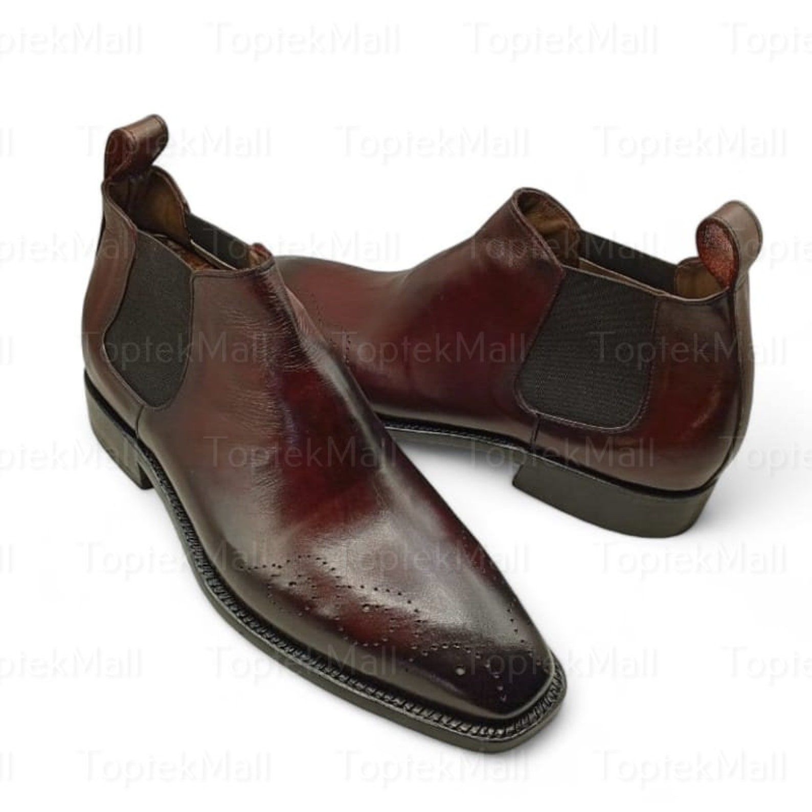 Handmade Men's Leather Ankle High Maroon Stylish Designer Elegent ...