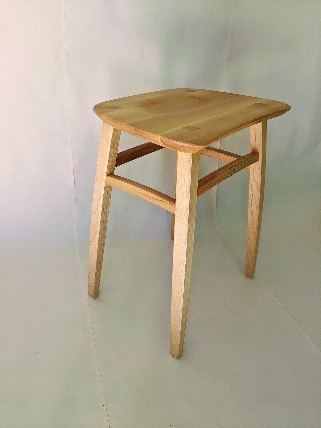 Curved Leg Wood Stool - Etsy
