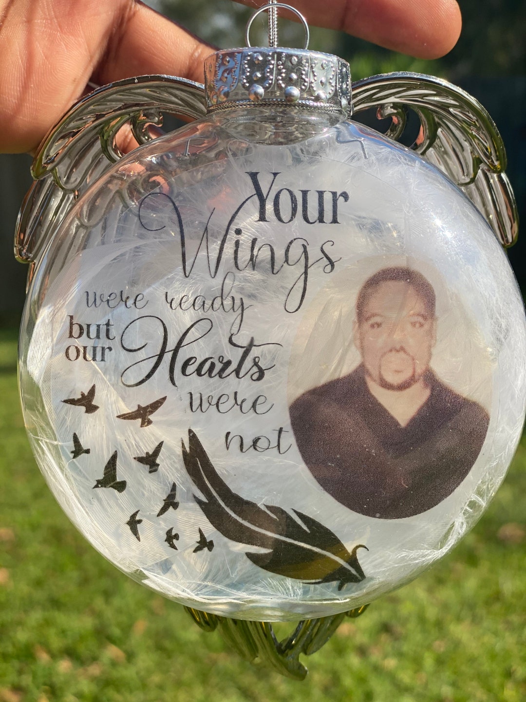 In Memory of Ornament Personalized Photo Memorial 4 Ornament Floating ...