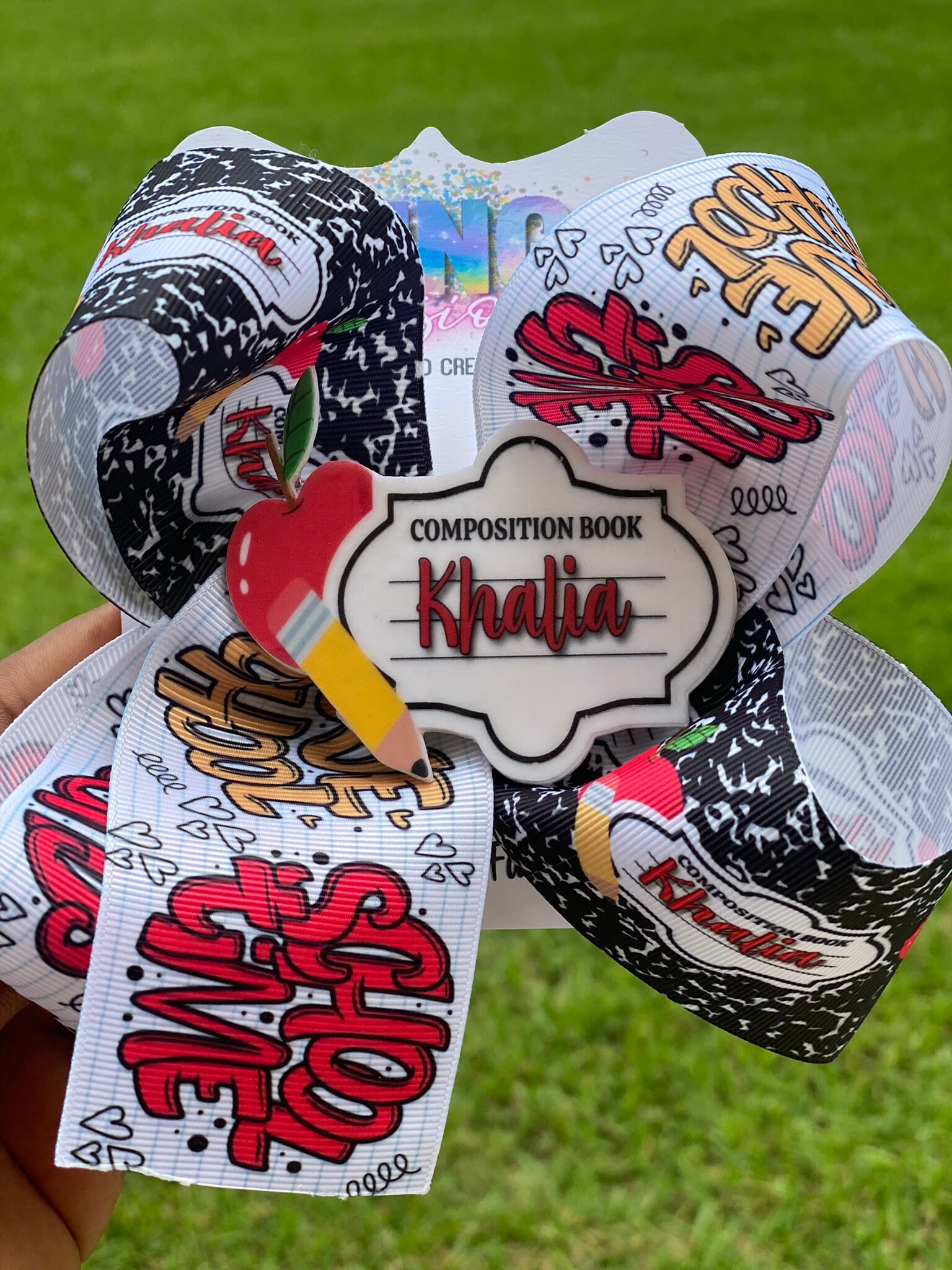 Composition Book Print I Love School Personalized Hair Bow - Etsy