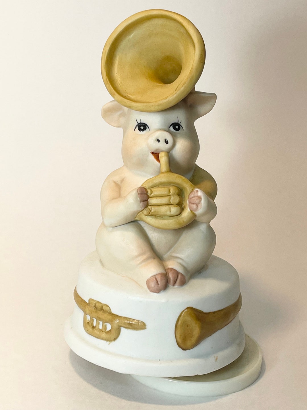 Vintage Spinning Musical Pig Playing the Tuba, Music Box, Pig Lovers ...