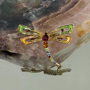 Vintage Monet Dragonfly Gold Green Enamel Cloisonne' Brooch Aubergine ...
