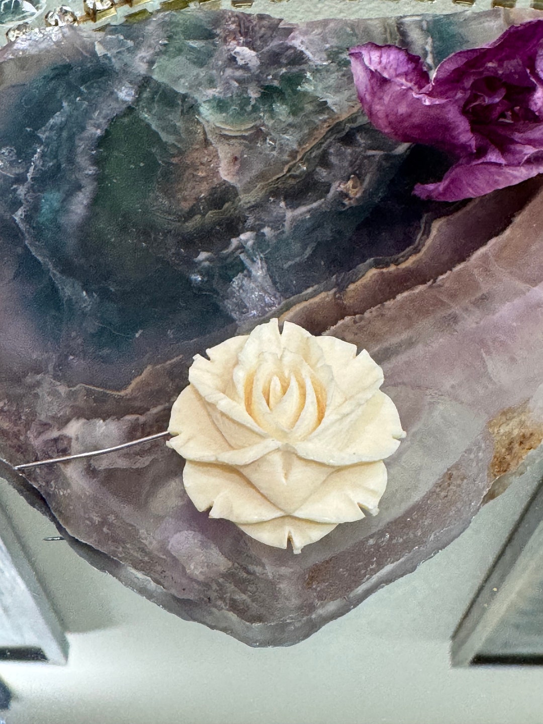 Bone Carved Rose Brooch, Vintage Estate Pins, Jewelry Heirloom ...