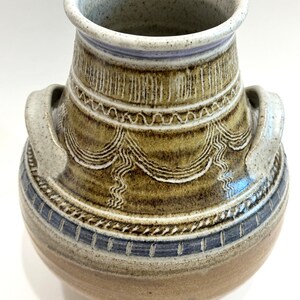 Hand Thrown Stoneware Art Pottery Vase: Signed GW, Incised Design - Etsy