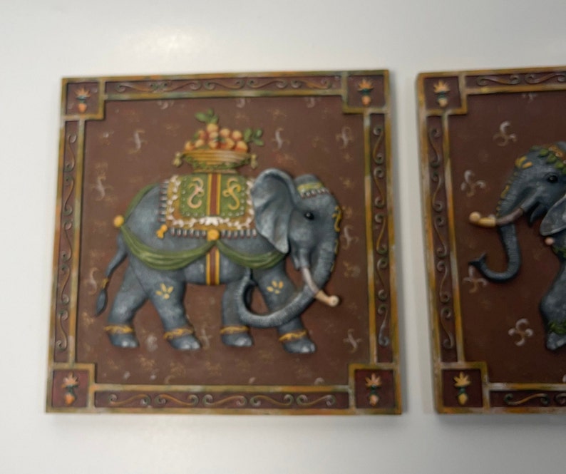 Set of 2 Elephant TILES Decorative Tiles Vintage Wall Art - Etsy