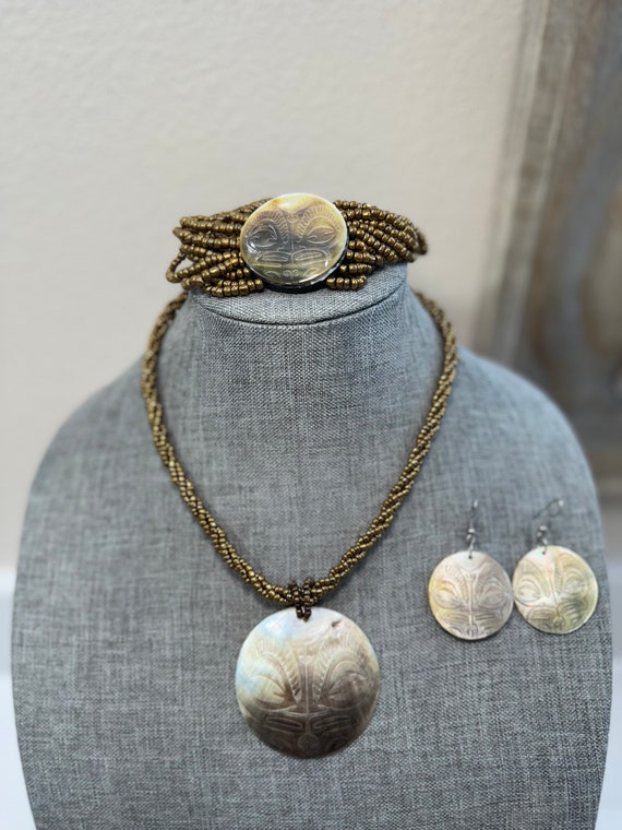 abalone shell necklace set - Gem