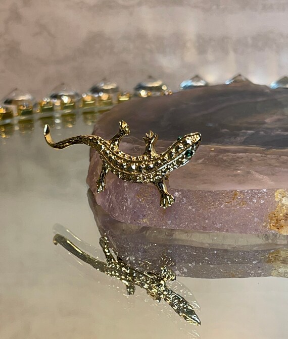 vintage lizard gecko gold - Gem