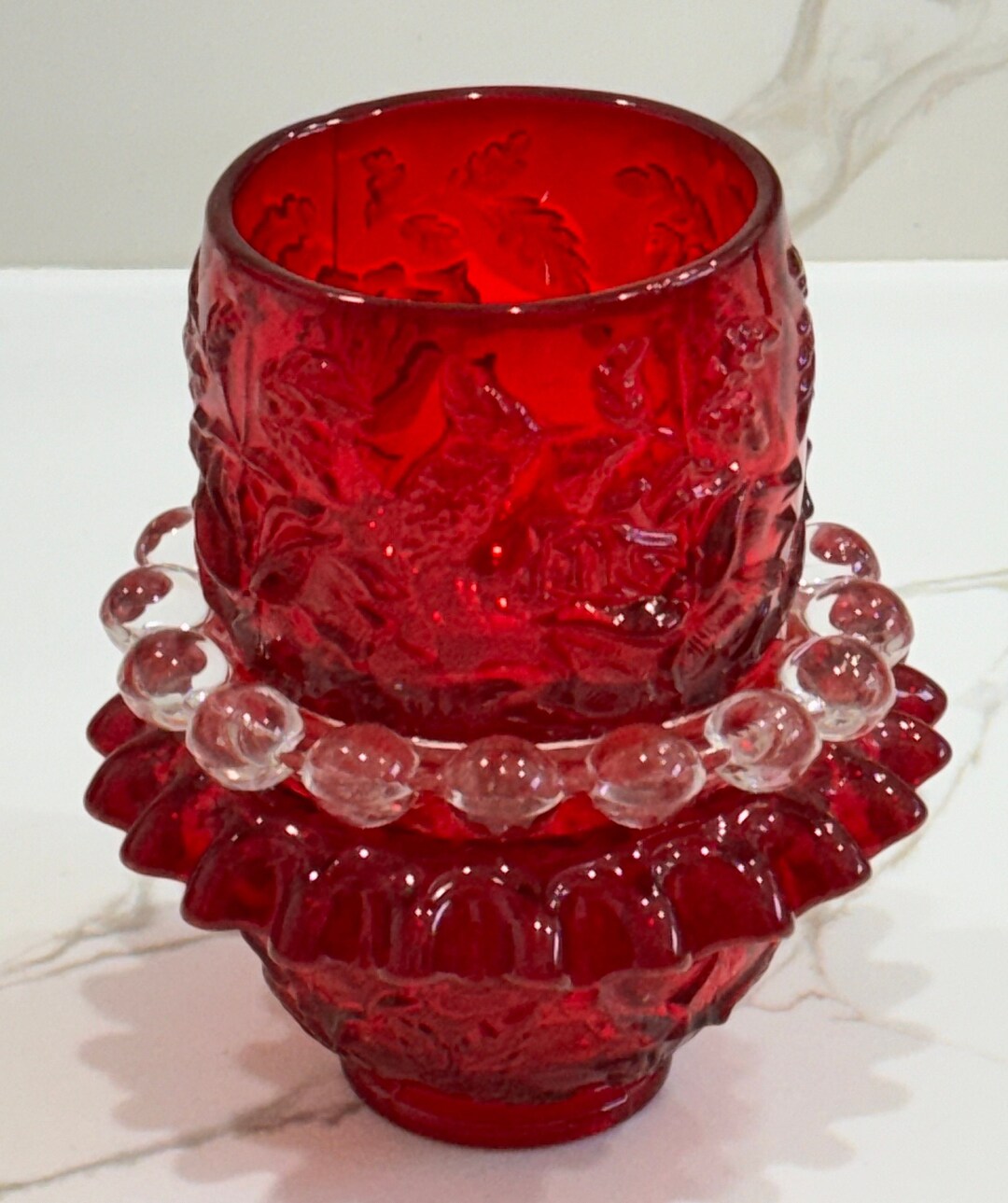 Vintage Red Ruby Rose Glass 1950's Fairy Lamp, 3-pieces, RARE Find ...