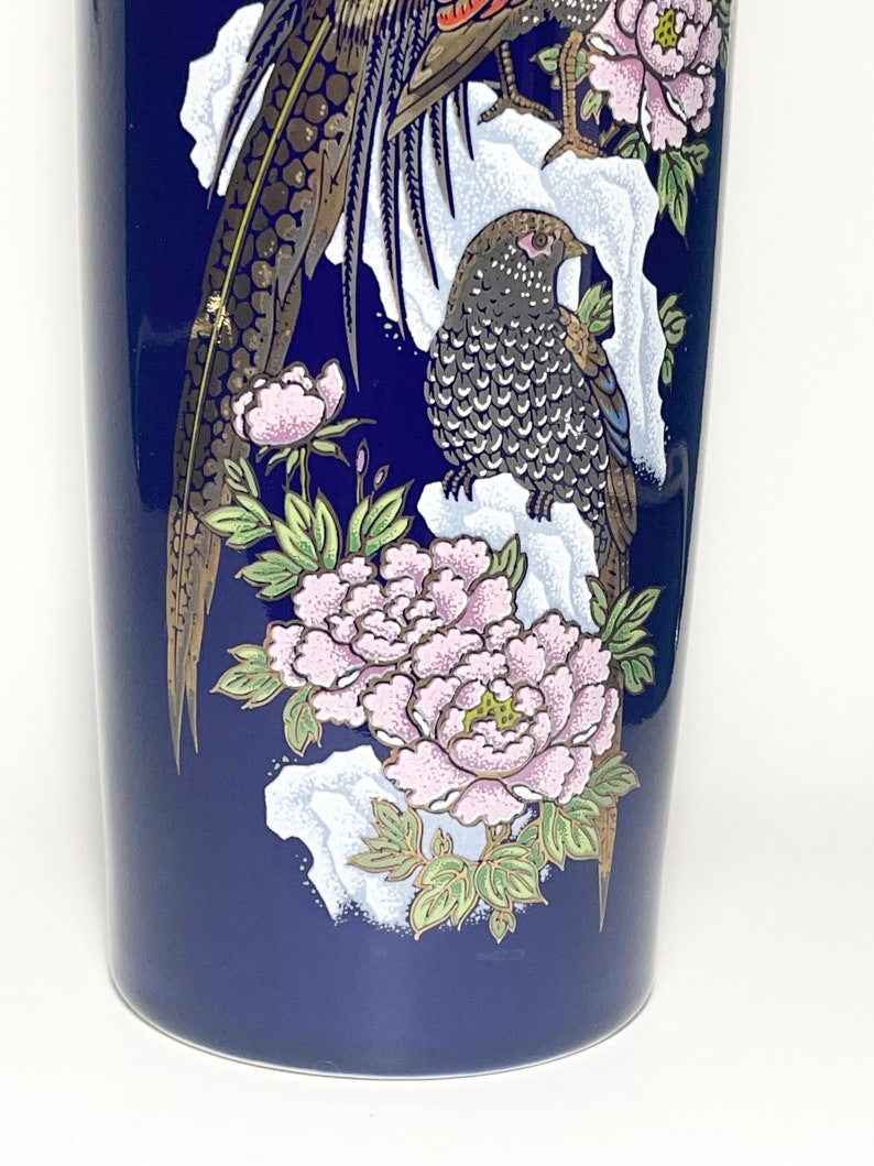 KUTANI Japanese Cobalt Blue Vase Gold Gilded Estate - Etsy