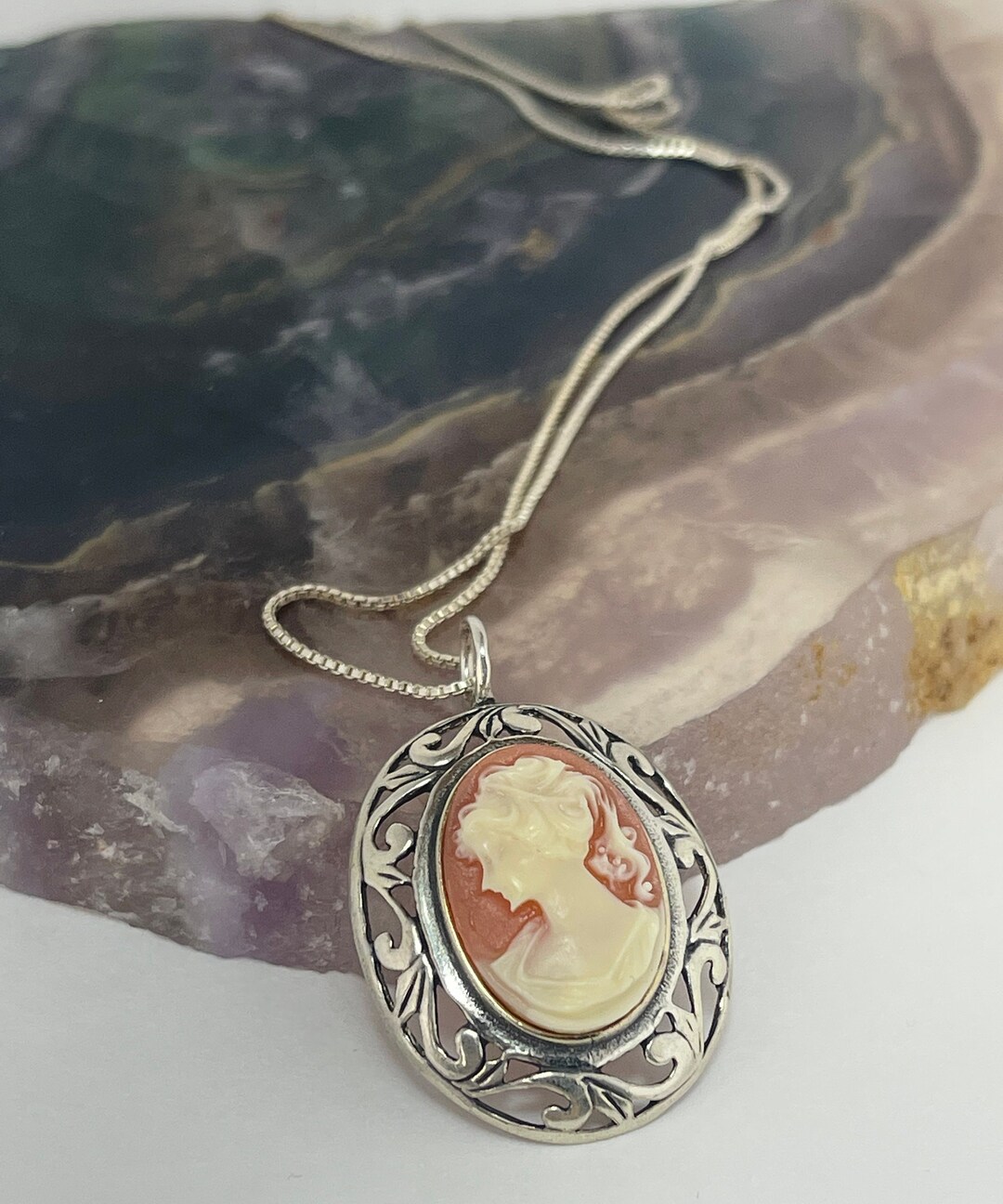 Victorian Cameo Pendant, Openwork Sterling Silver, Antique Jewelry ...