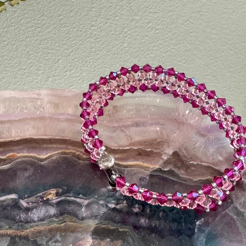 SWAROVSKI Pastel Pink and Fushia Pink Crystal Bracelet, Sterling Silver ...
