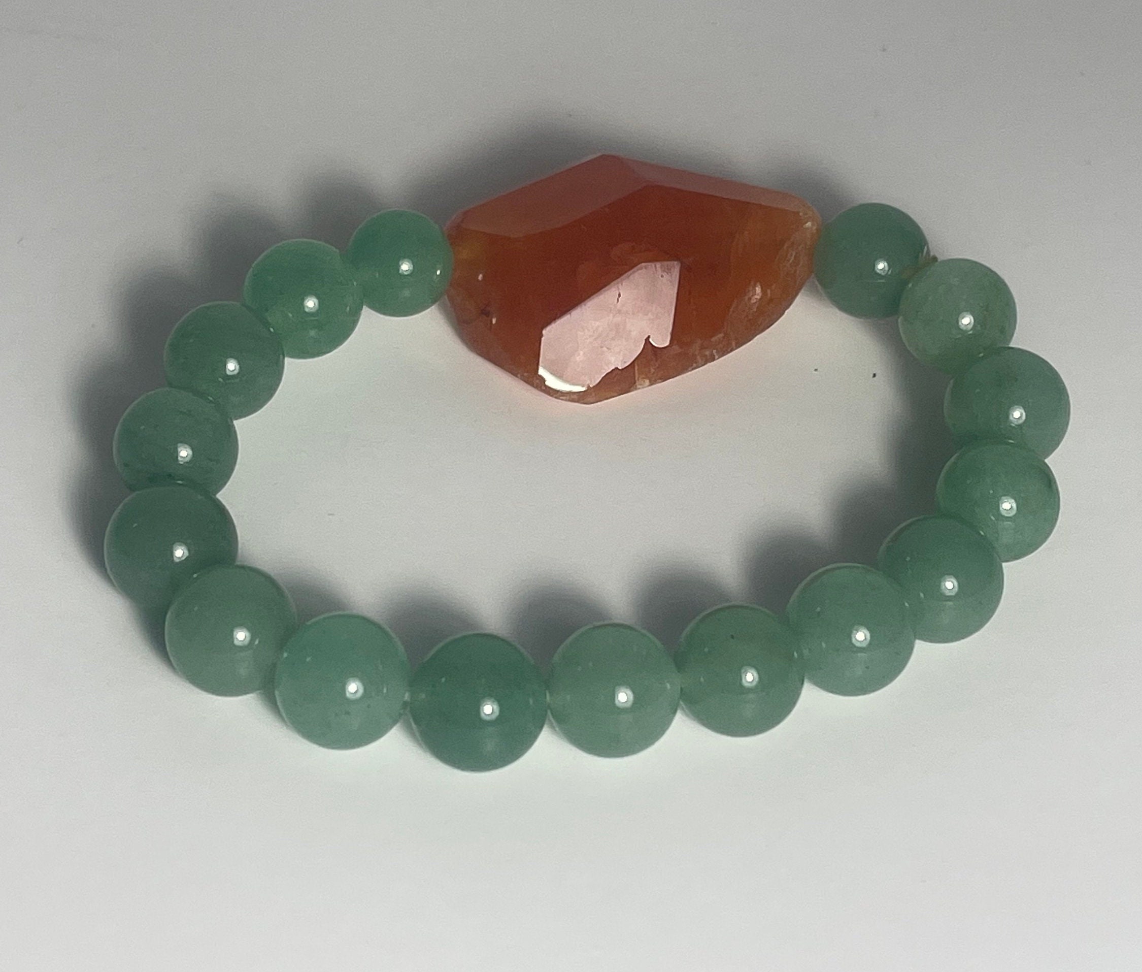 Light Green and Orange Jade Bracelet Vintage Jewelry Estate - Etsy