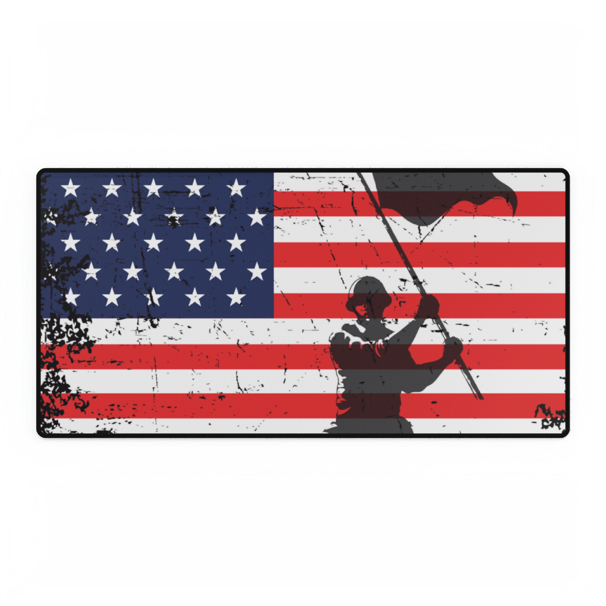 American Flag Soldier Desk Mat, Patriotic Office Decor, Military Mouse ...