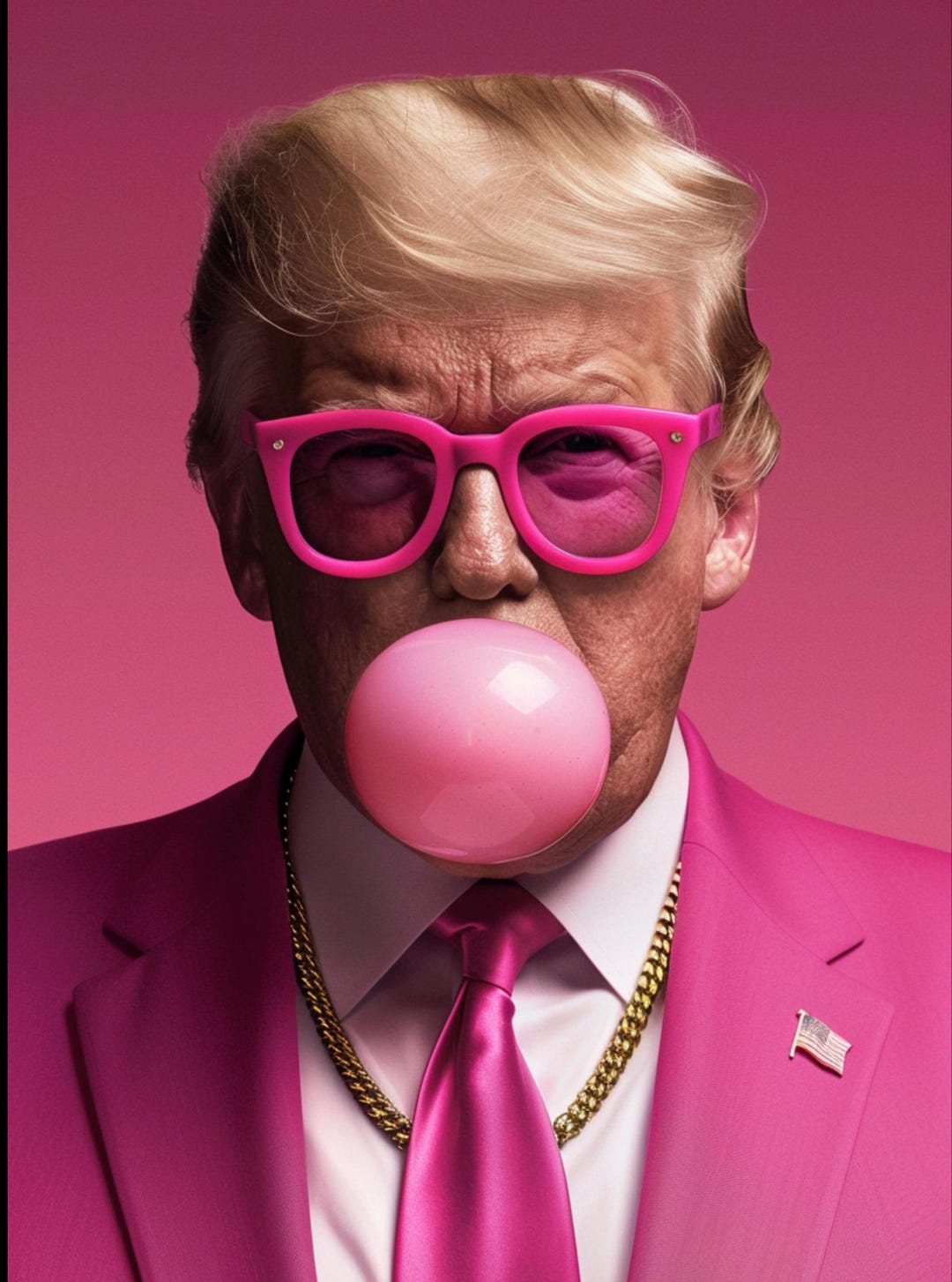 Trump Pink Bubble Gum, Gold Chain PNG, Funny Trump PNG, Election Maga ...