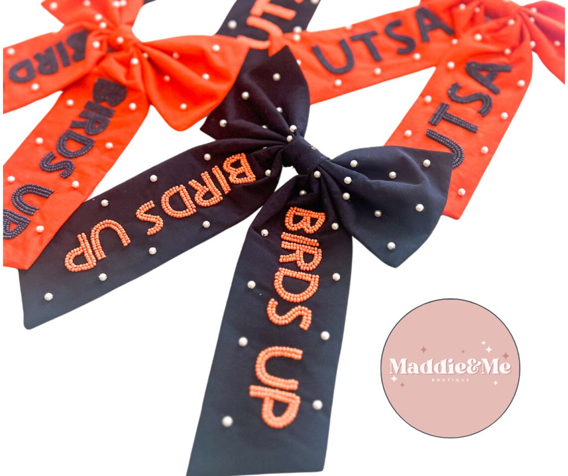 Game Day Beaded Bow, UTSA Navy Blue Bow - Coquette Style - Etsy