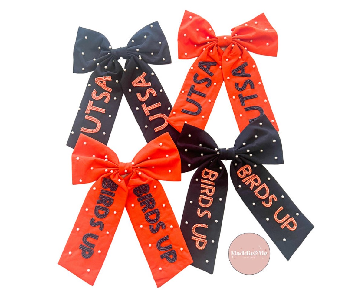 Game Day Beaded Bow, UTSA Navy Blue Bow - Coquette Style - Etsy