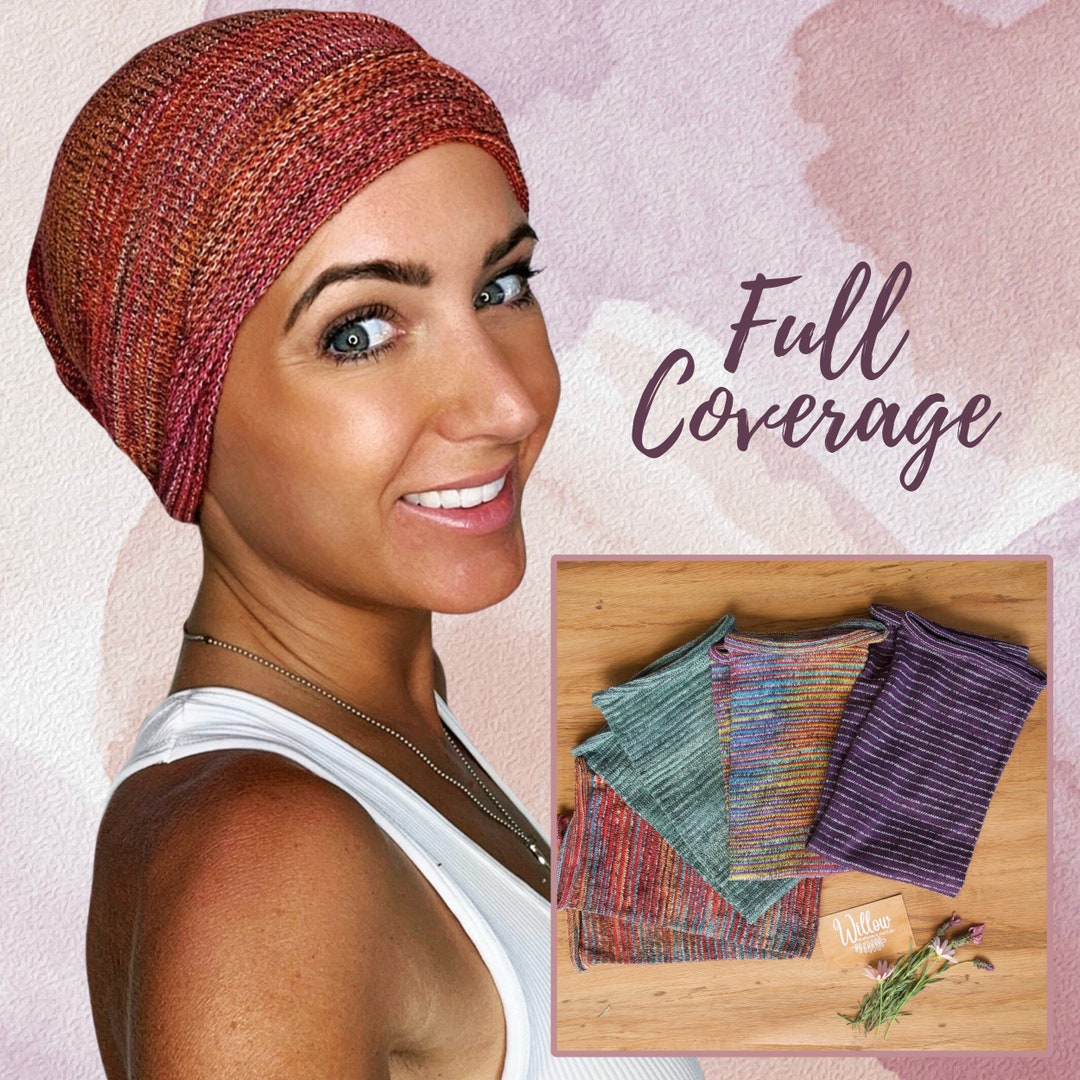 Full Coverage Headband, Chemo Headwear, Soft Cotton Knit, Long Stocking ...