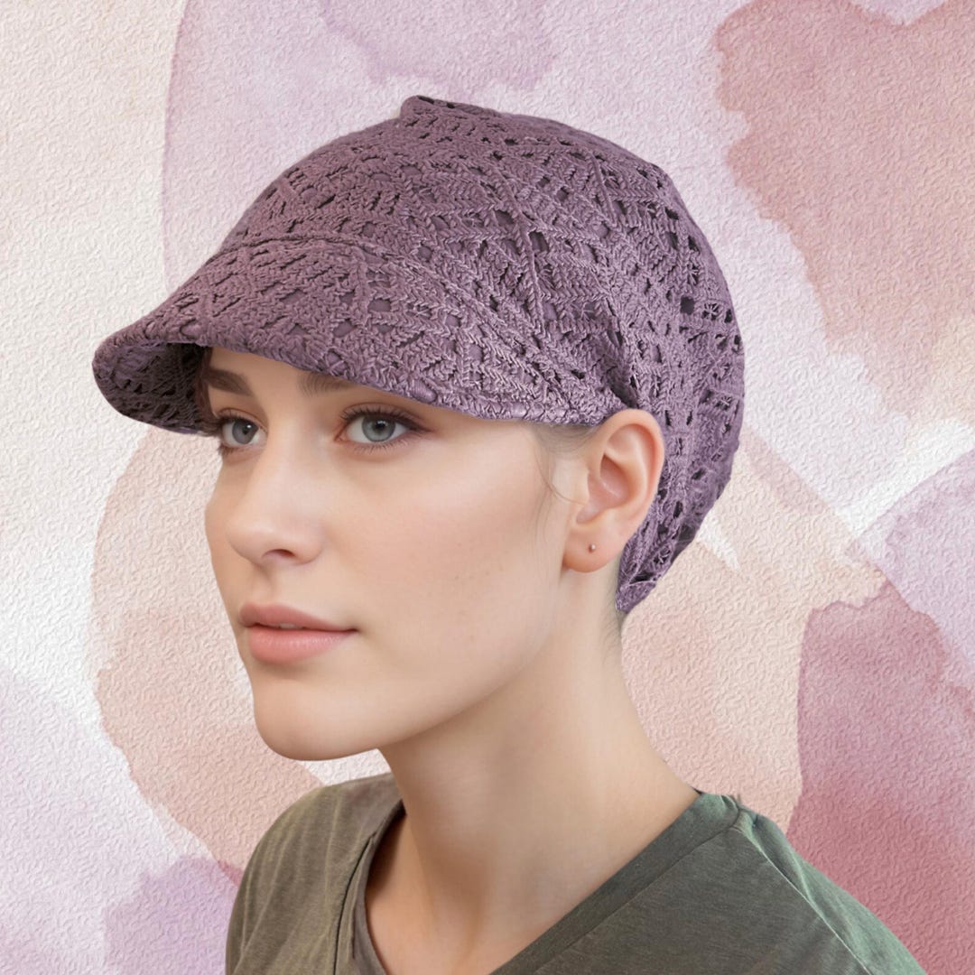 Full Coverage Cap, Chemo Headwear, Crocheted Outer Layer With Slouch ...