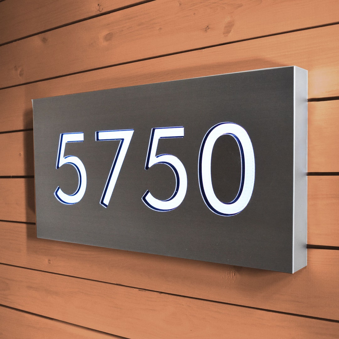 Lighted Address Sign, Address Plaque, Large Modern Personalized Marker ...