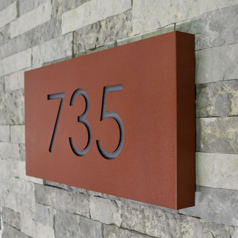 XL Lighted Address Plaque Sign, Large Modern Personalized Marker Mail ...