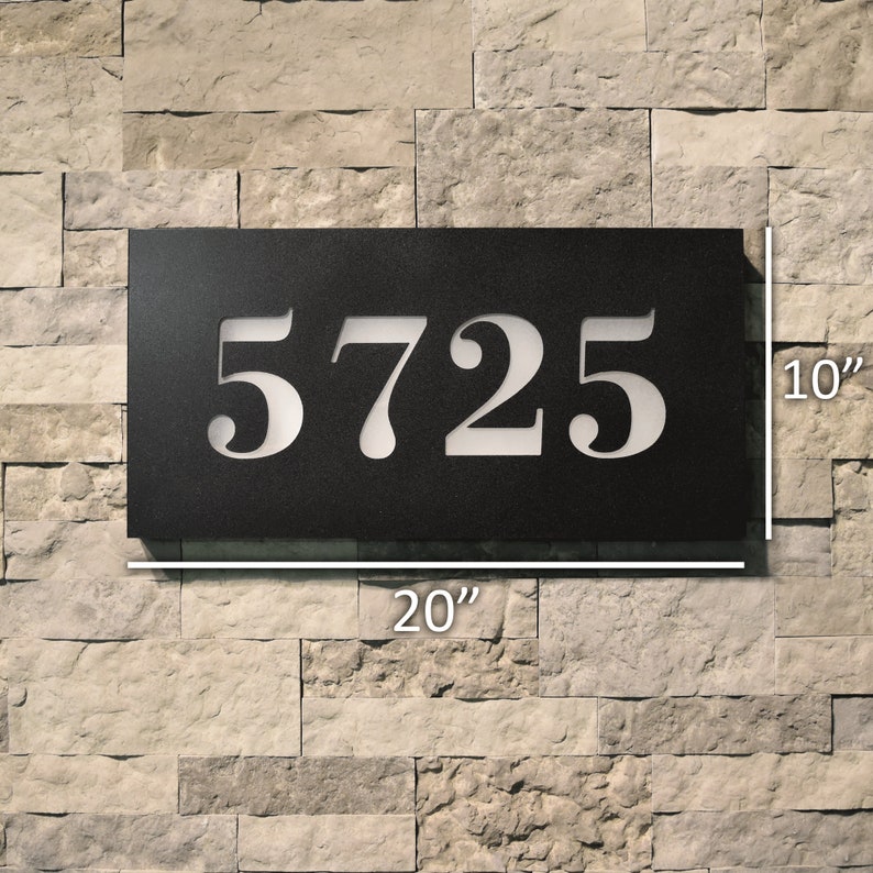 Premium Lighted House Numbers Sign, 20" X 10" LED Lighted Address Sign ...