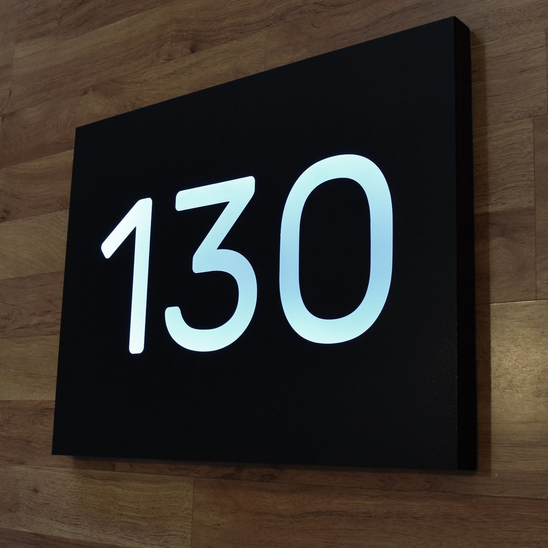 Giant 2+ Feet Lighted LED Address Sign 26"x18" House Numbers Modern ...