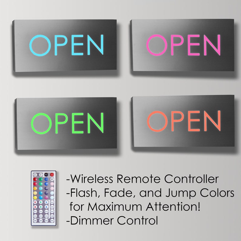 Lighted OPEN Sign With Color Changing LED Lights Open Sign - Etsy