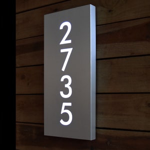 XL Vertical Lighted Address Sign, Address Plaque, Large Modern ...