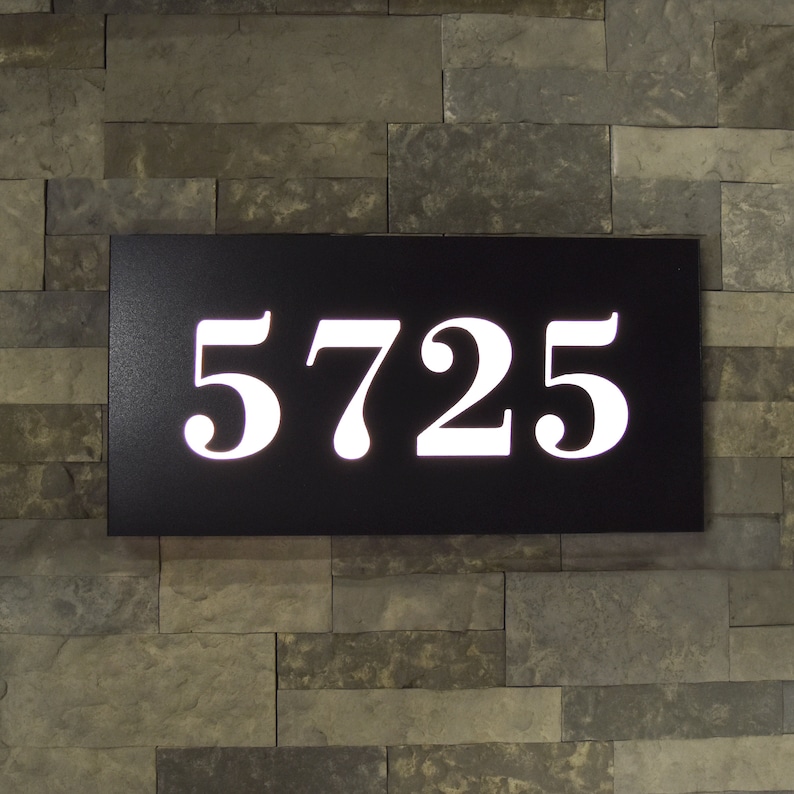 Premium Lighted House Numbers Sign, 20" X 10" LED Lighted Address Sign ...