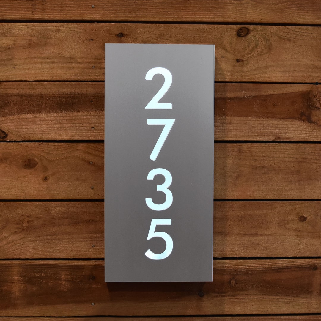 XL Vertical Lighted Address Sign, Address Plaque, Large Modern ...