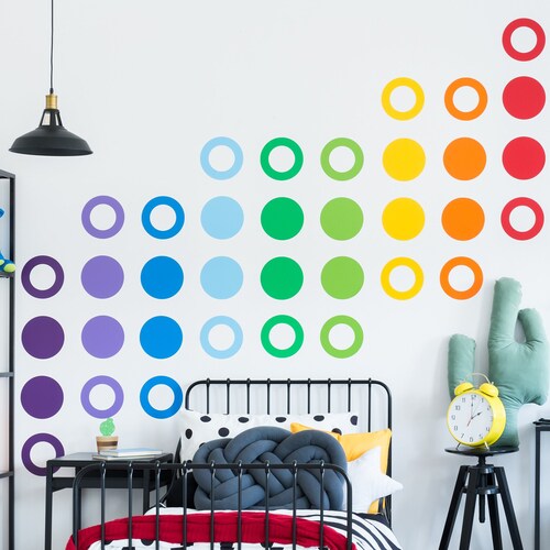 Watercolor Polka Dots Wall Decals Stickers Rainbow - Etsy